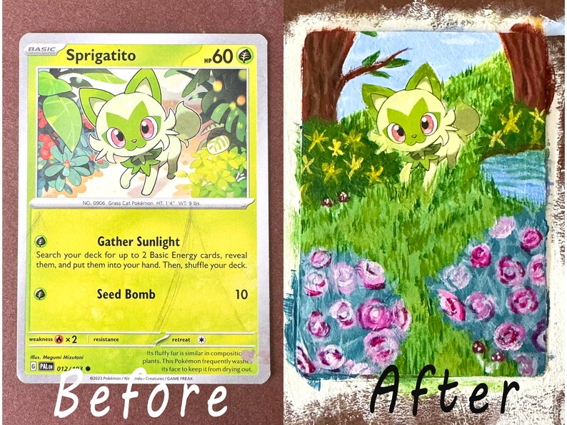 CUSTOM COMMISSION Hand-painted Pokemon Cards, Altered Pokemon Cards ...