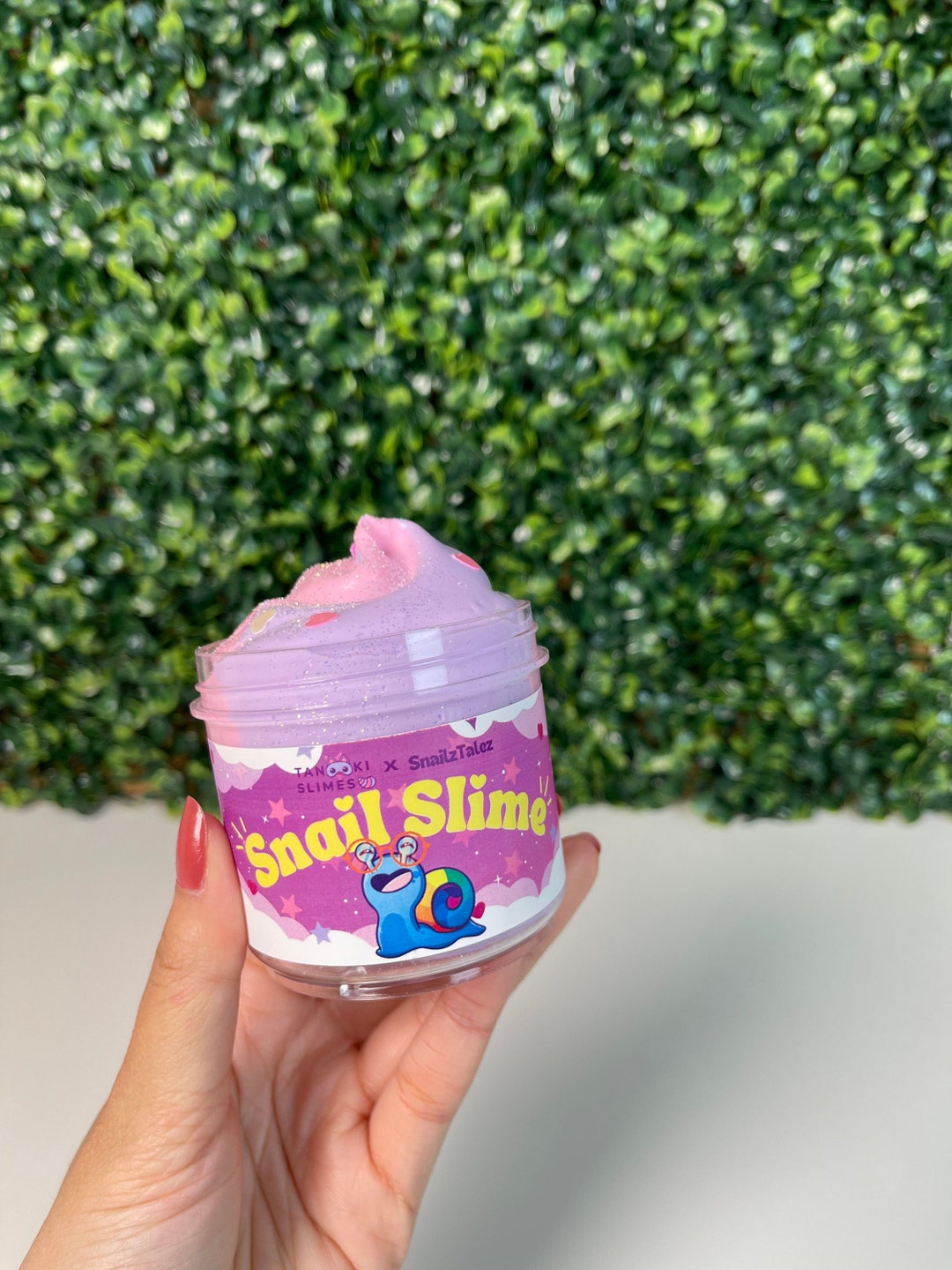 Snail Slime Butter Slime, Pink and Purple Pastel Glitter Soft Fluffy ...