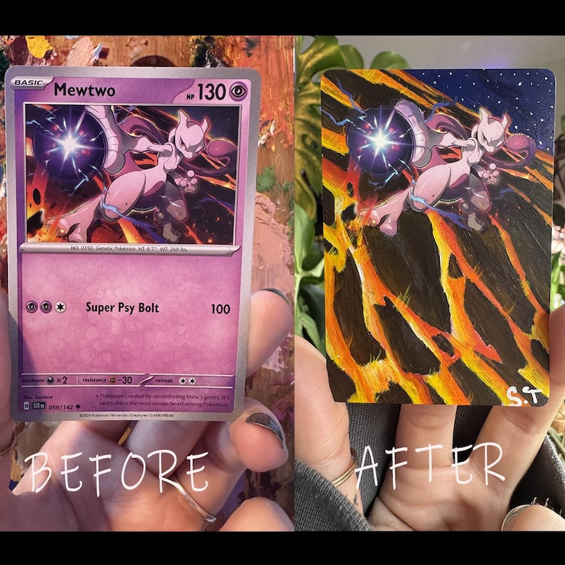 CUSTOM COMMISSION Hand-painted Pokemon Cards, Altered Pokemon Cards ...
