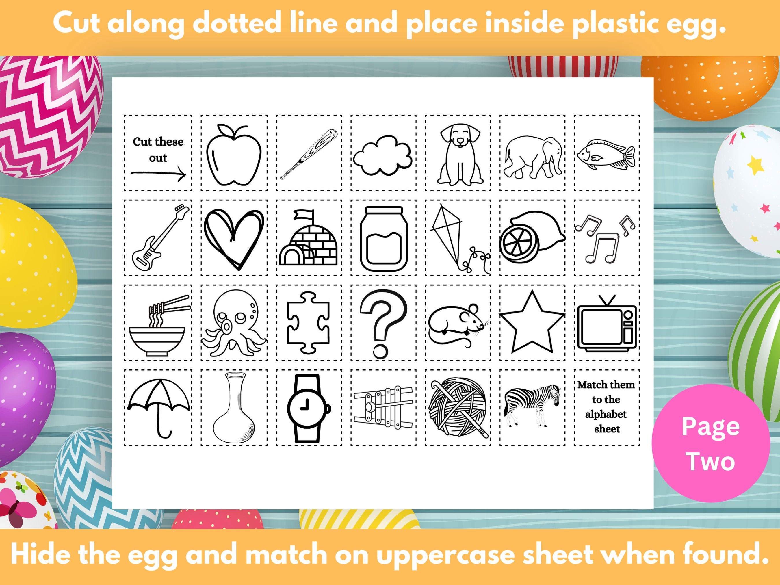 Alphabet Matching Game Printable Download Easter Egg Game Landscape - Etsy