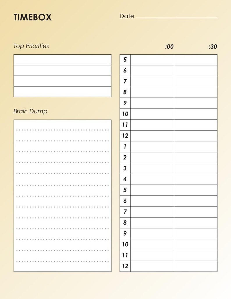 Timebox Organizational Fillable Daily Planner - Etsy
