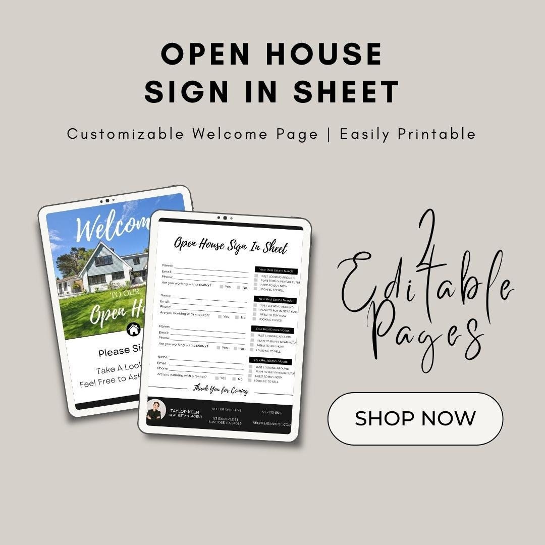 Customizable Open House Sign in Sheet | 2025 Open House Welcome Sign ...