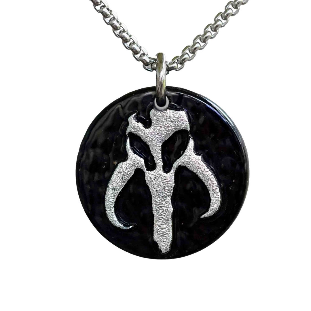 Star Wars Necklace Mandalorian Mythosaur Necklace, Fused Dichroic Glass ...