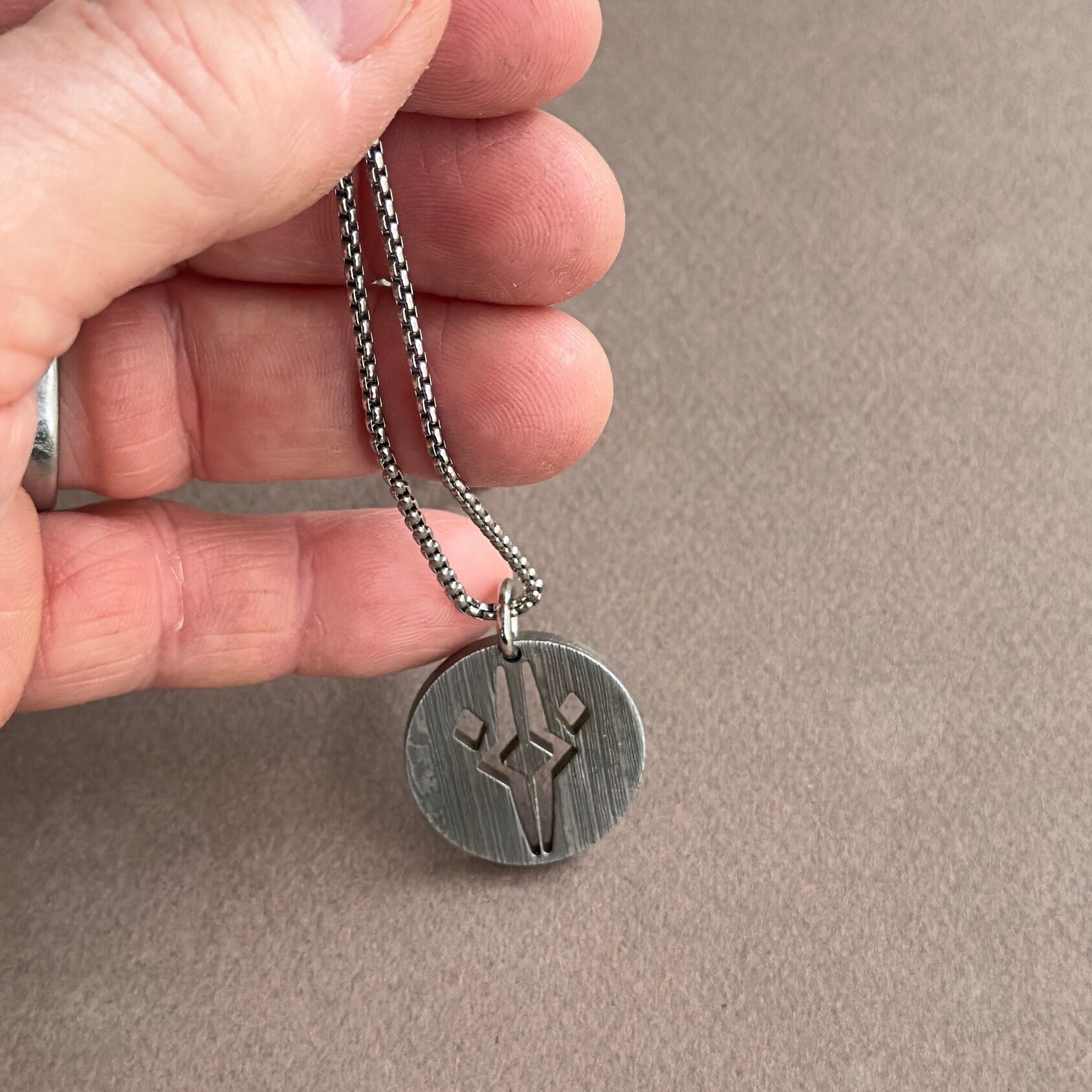 Ahsoka Tano Fulcrum Symbol Necklace Star Wars Gift Damascus Steel ...