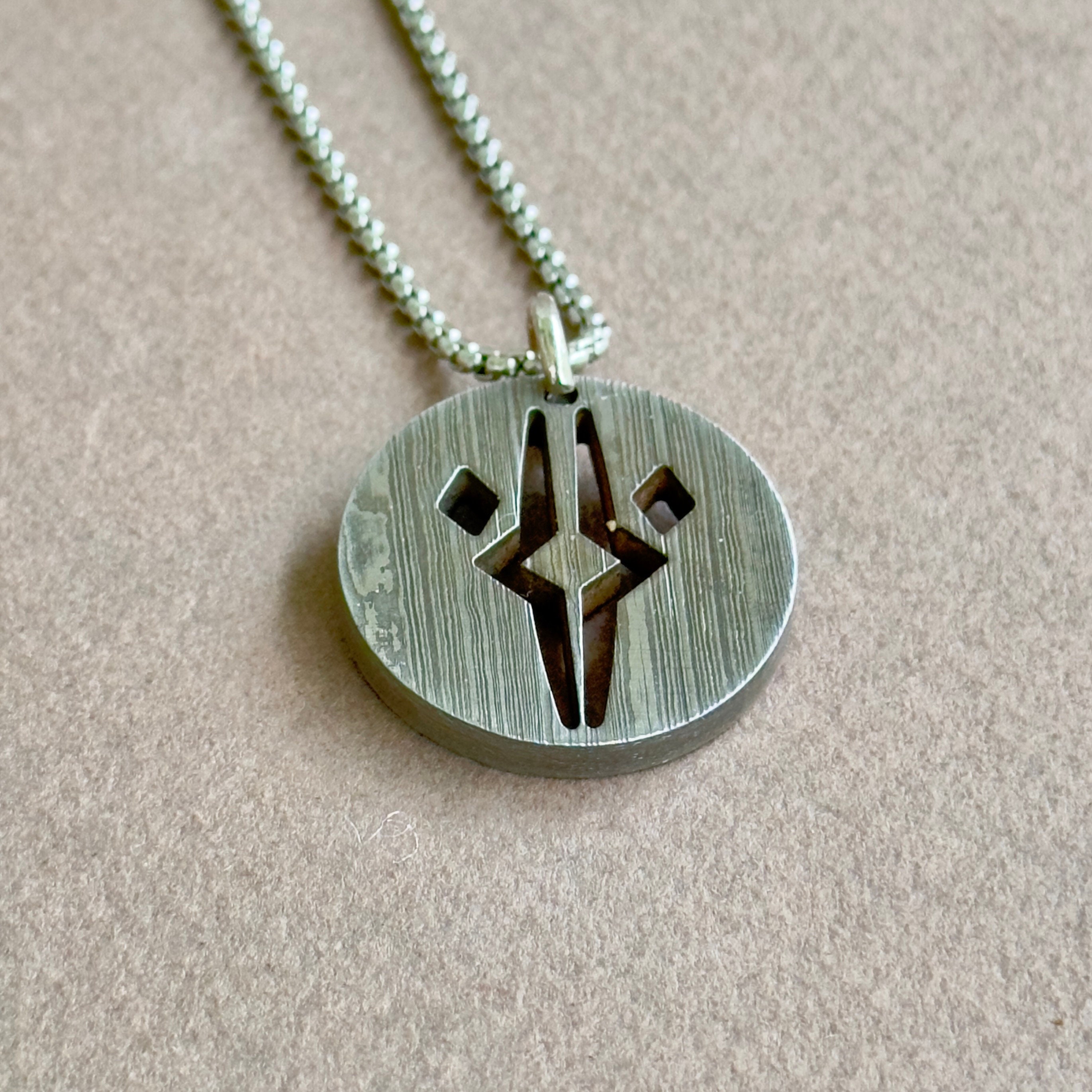 Ahsoka Tano Fulcrum Symbol Necklace Star Wars Gift Damascus Steel ...