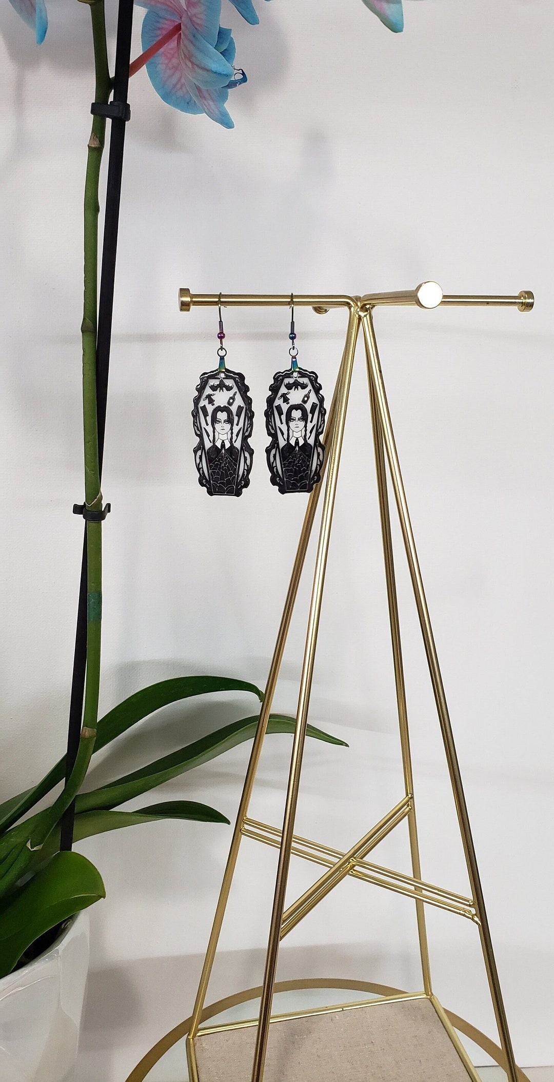Goth Queens Unique Double-sided Design Dangle Earrings With Wednesday ...