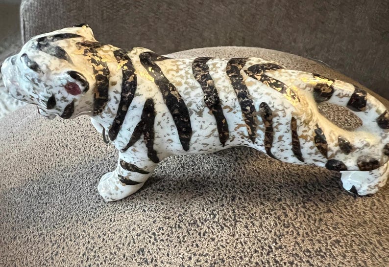Vintage Japan White Tiger Figurine With Gold Flecks - Etsy