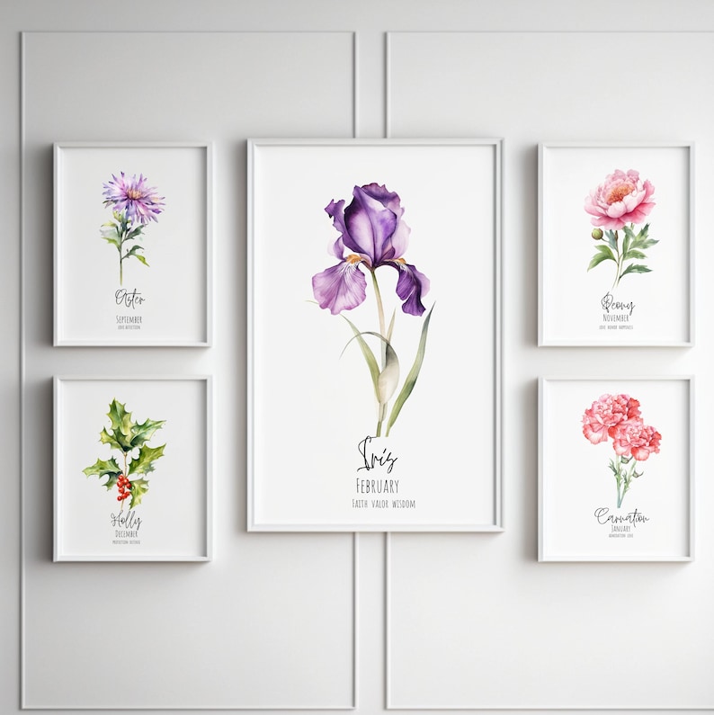 Purple Larkspur July Birth Month Flower Watercolor Digital Art Print ...