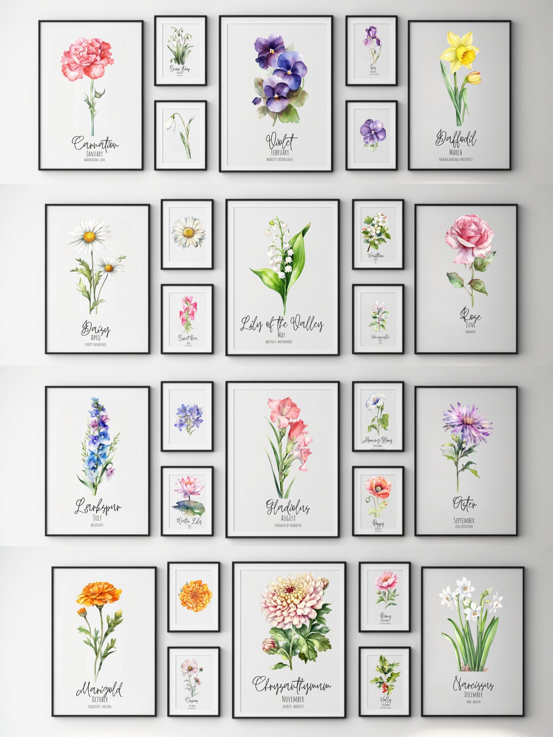 Purple Larkspur July Birth Month Flower Watercolor Digital Art Print ...