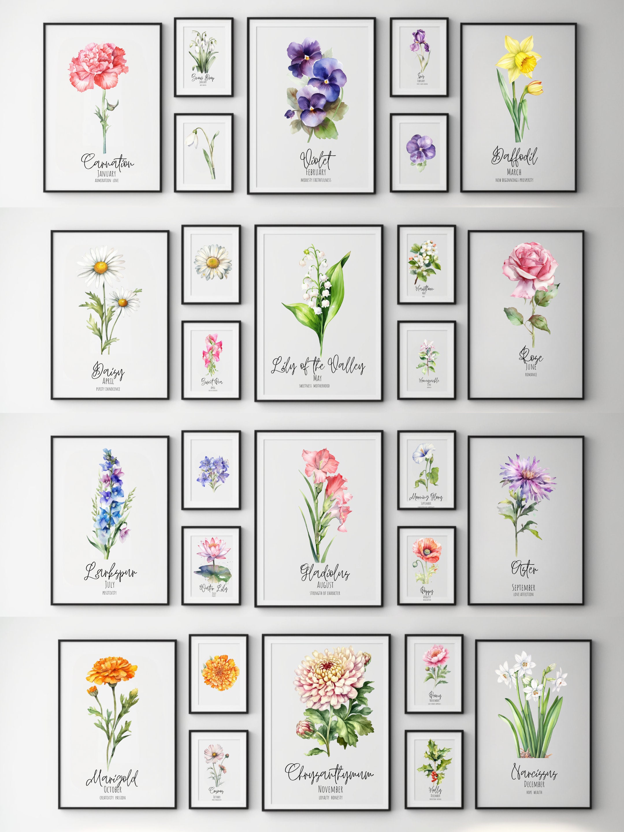 Purple Larkspur July Birth Month Flower Watercolor Digital Art Print ...