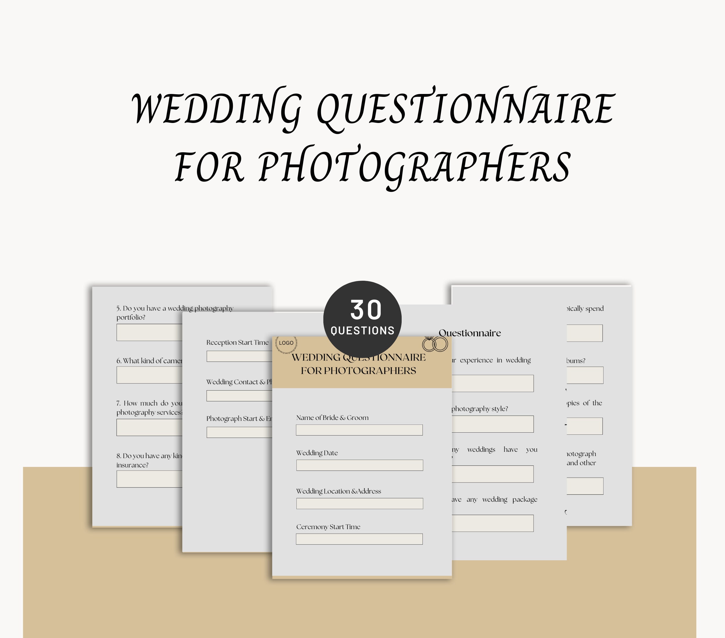 Wedding Questionnaire for Photographers, Canva Editable, Size A4 - Etsy