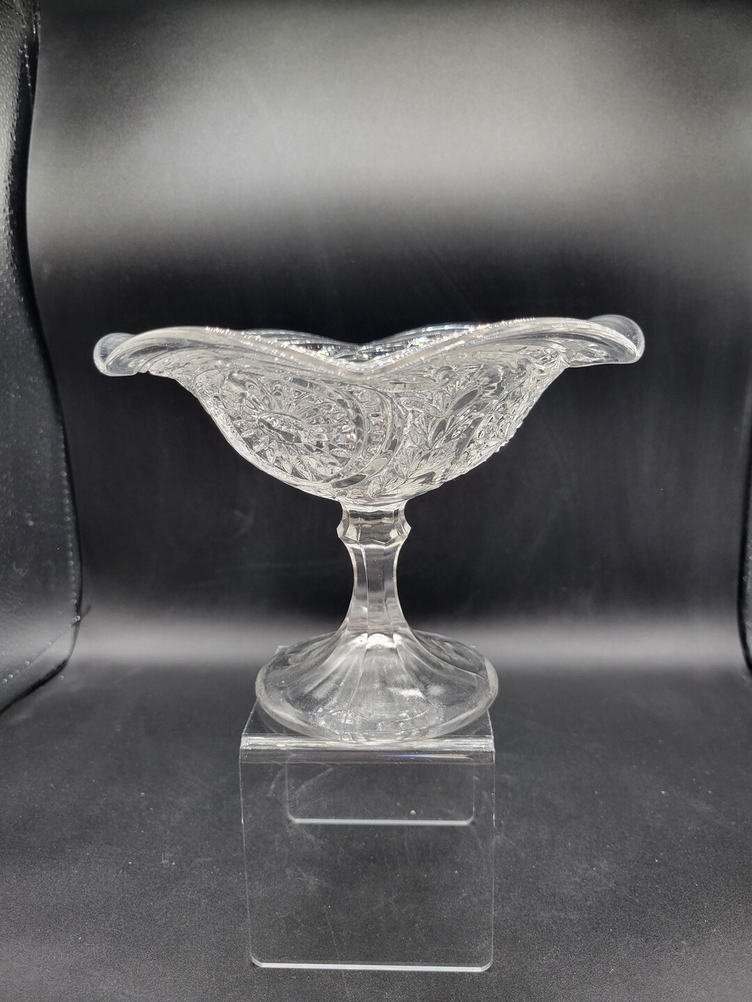 Vintage Clear Pressed Glass Compote - Etsy