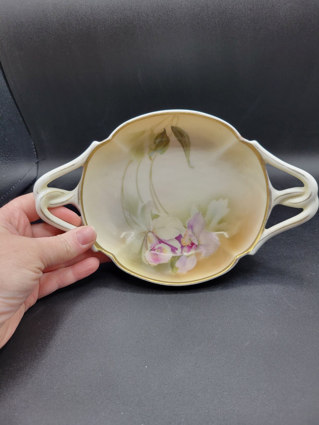 Vintage Prussian Two-handled Bowl Hand Painted in Germany - Etsy