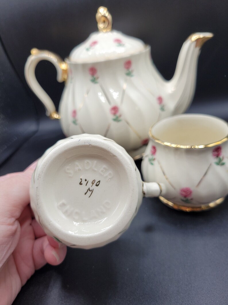 Vintage Stadler Rosebud Tea Set Teapot, Creamer & Sugar - Etsy