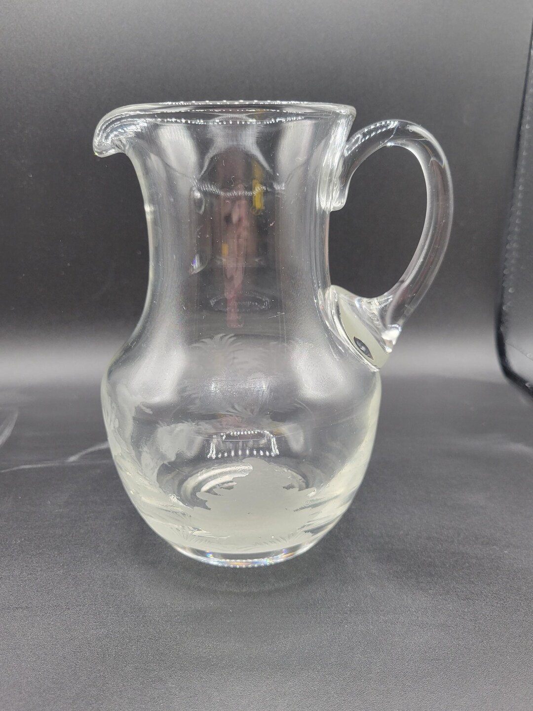Vintage Etched Glass Pitcher With Deer - Etsy
