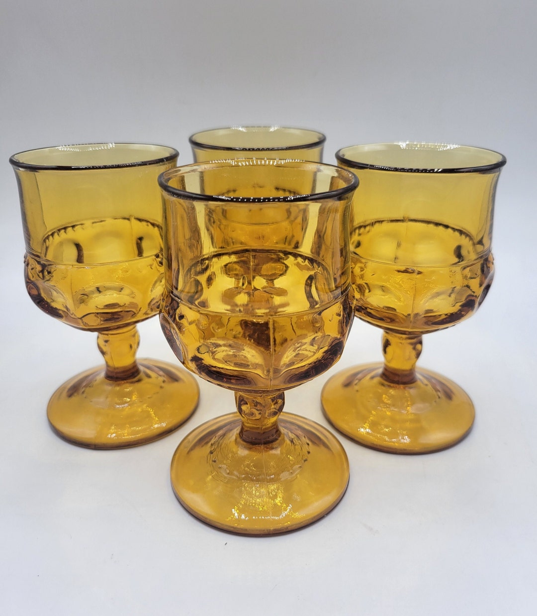 Vintage Indiana Glass Kings Crown Thumbprint Goblets Set of 4 - Etsy