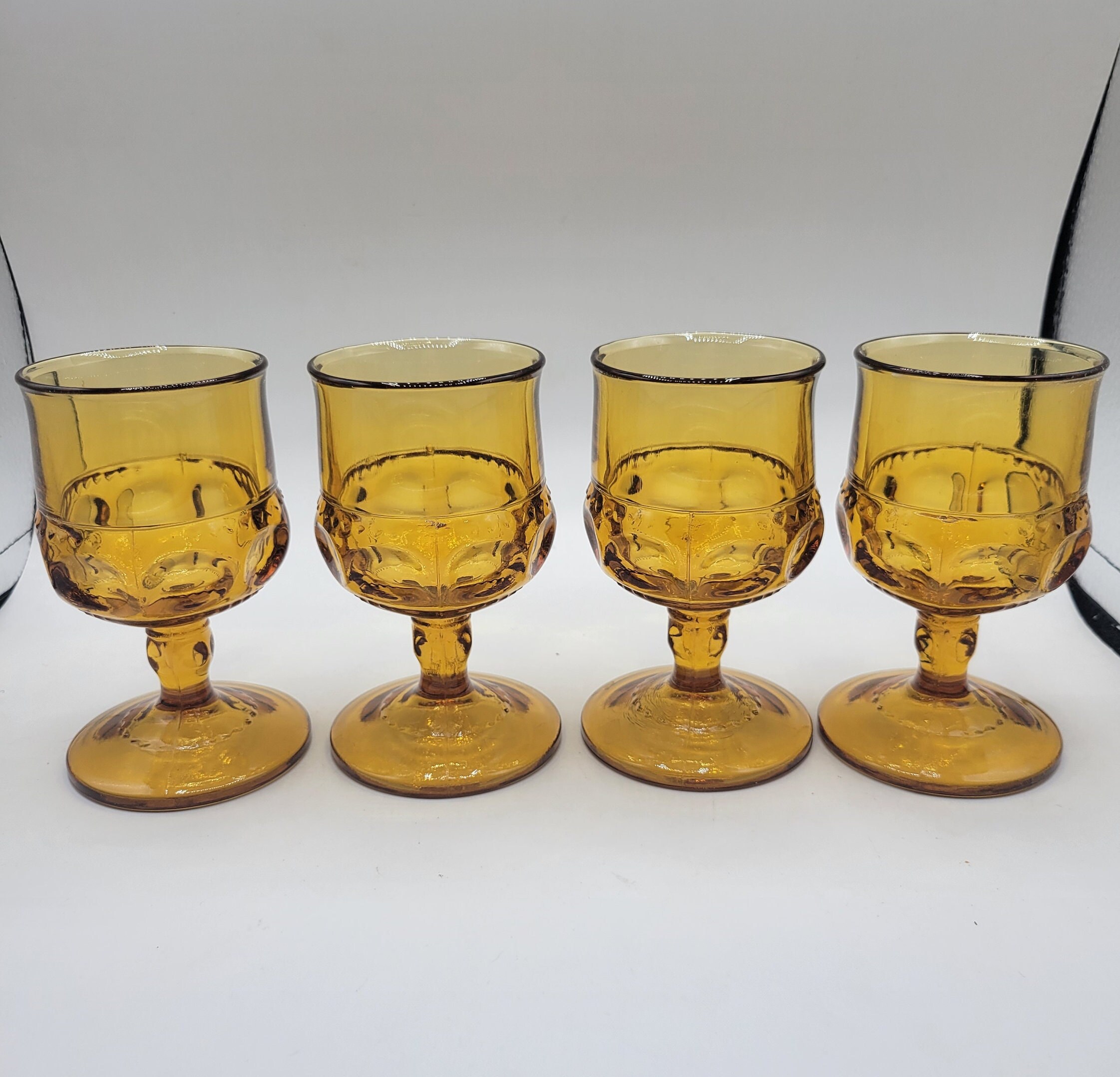 Vintage Indiana Glass Kings Crown Thumbprint Goblets Set of 4 - Etsy