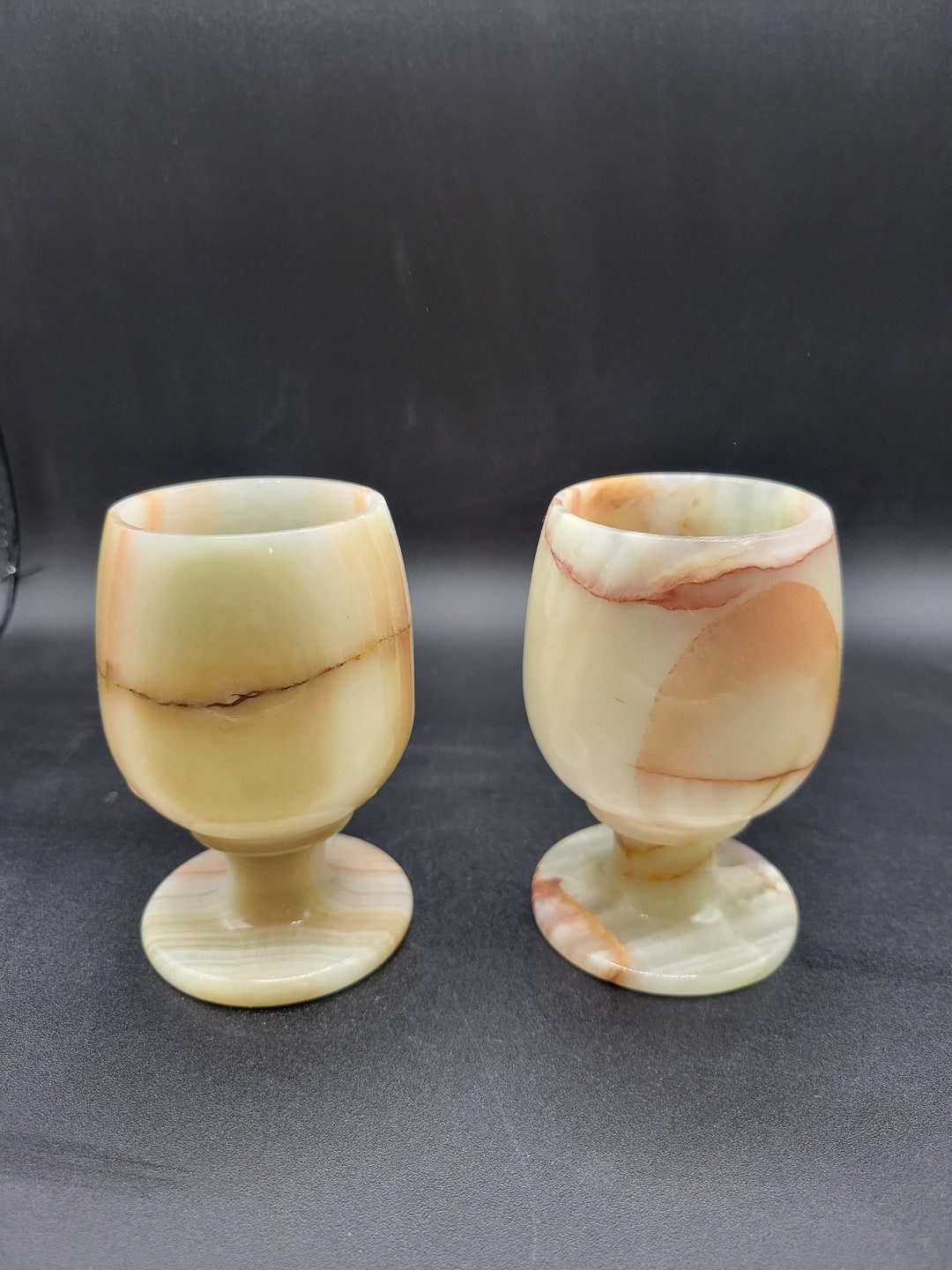 Vintage Onyx Small Goblets - Etsy
