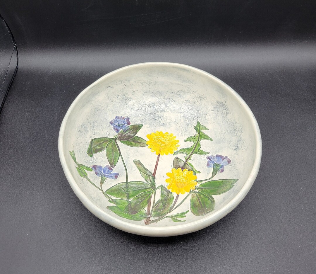 Vintage Salt Marsh Pottery Dandelion & Vinca Wall Hanging/bowl - Etsy