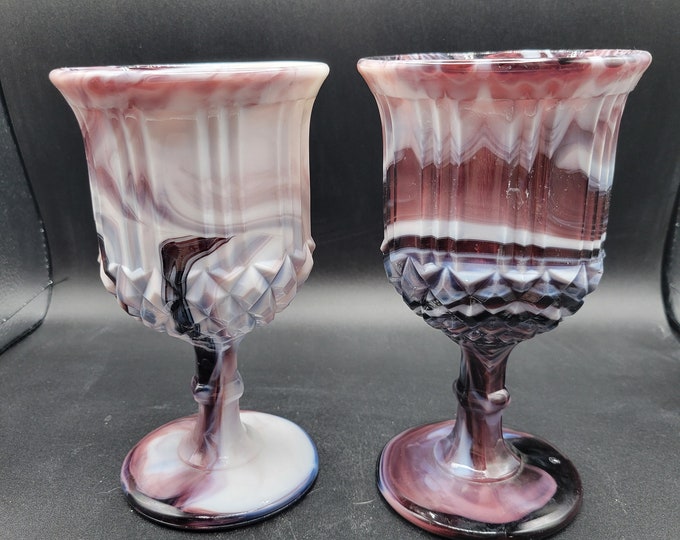 Vintage Pair of Purple Slag Glass Goblets - Etsy