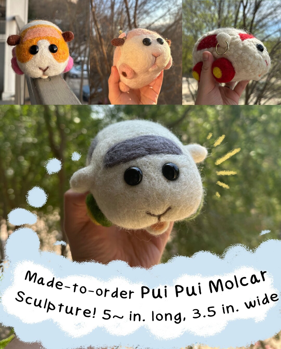 Cute Custom Pui Pui Molcar Needle-felted Collectible Wool Sculpture! - Etsy
