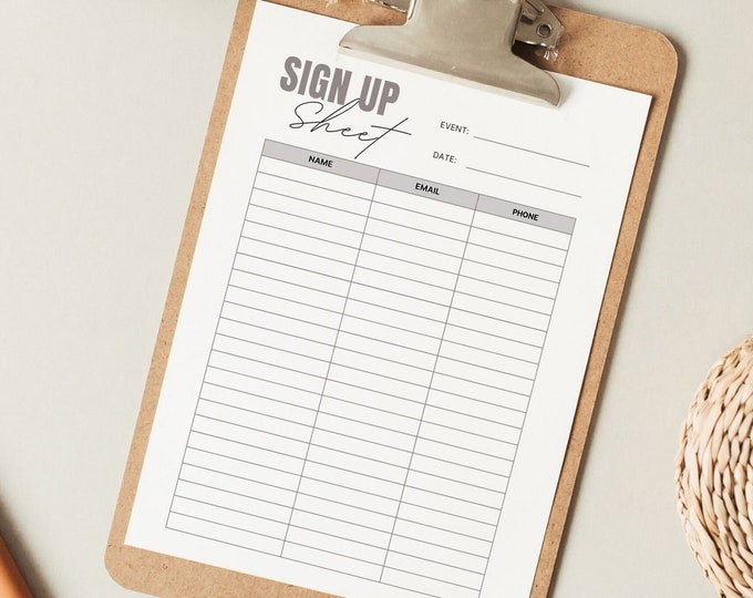Printable Sign-in Sheet. - Etsy