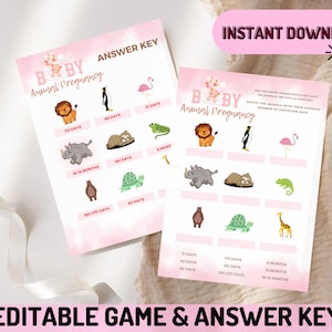 Animal Pregnancy Baby Shower Game Answer Key Templates Editable We Can ...