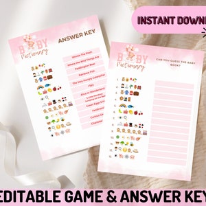 Baby Pictionary Baby Shower Game Answer Key Templates - Etsy
