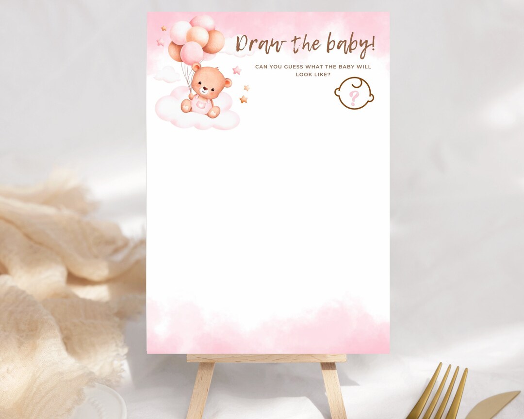 Draw the Baby - Baby Shower Game Template - Editable | We Can Bearly ...