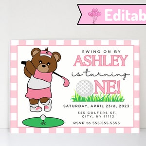Editable Golf First Birthday Invitation, Printable Mini Golf Party ...