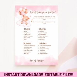 What's in Your Purse - Baby Shower Game Template - Editable | We Can ...