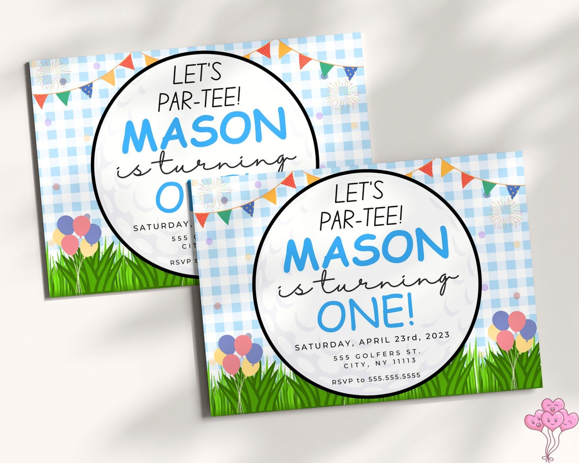 Editable Golf First Birthday Invitation, Printable Mini Golf Party ...
