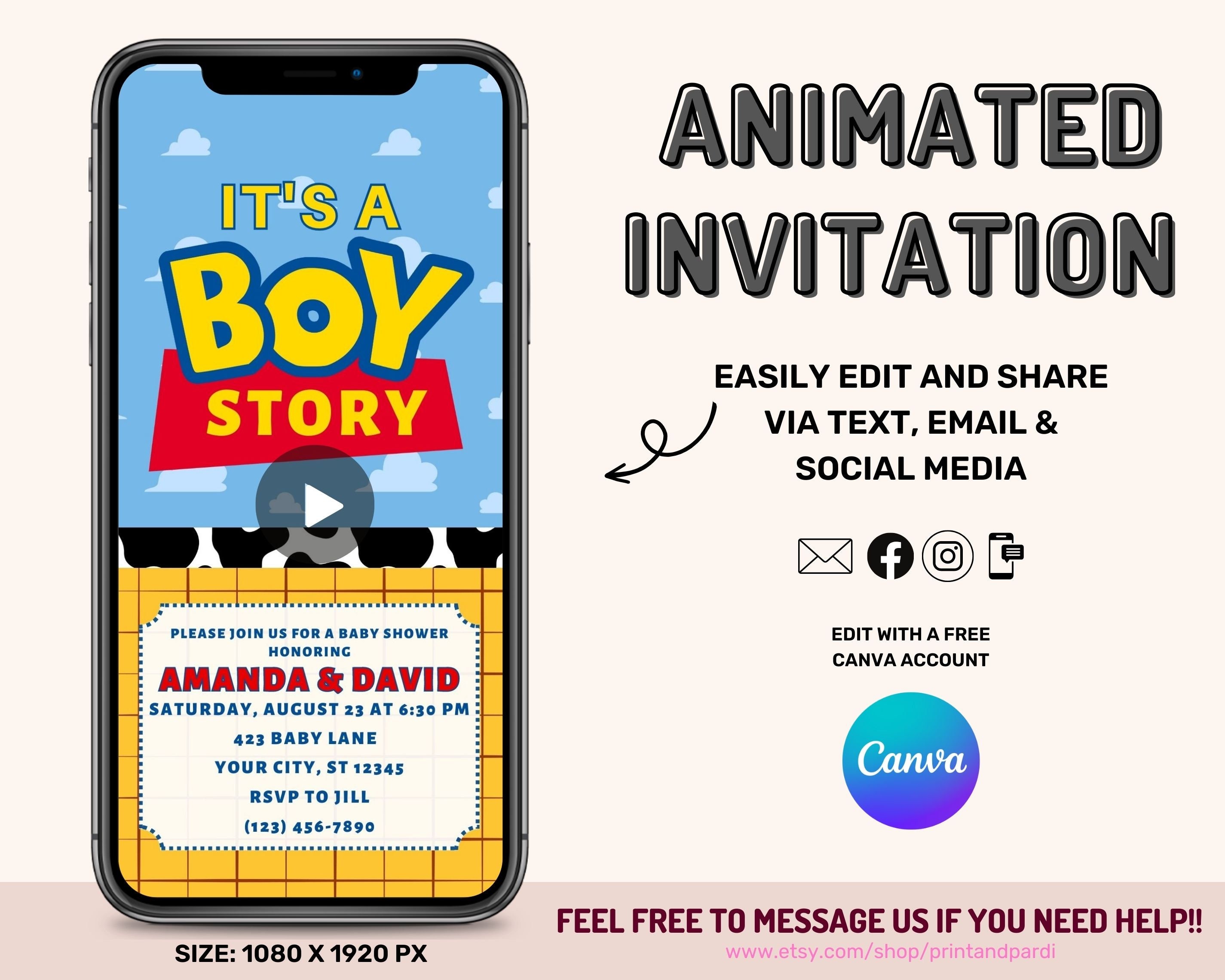 It's a Boy Story Baby Shower Invitation Template (digital Download) - Etsy