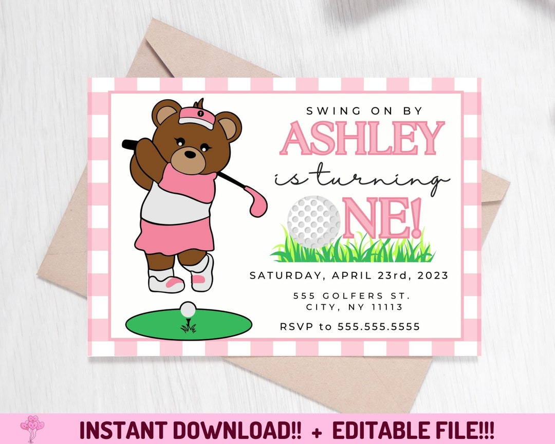 Editable Golf First Birthday Invitation, Printable Mini Golf Party ...