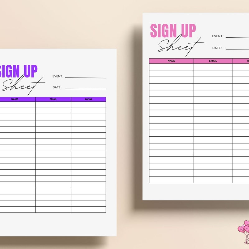 Name Email Sign Sheet - Etsy