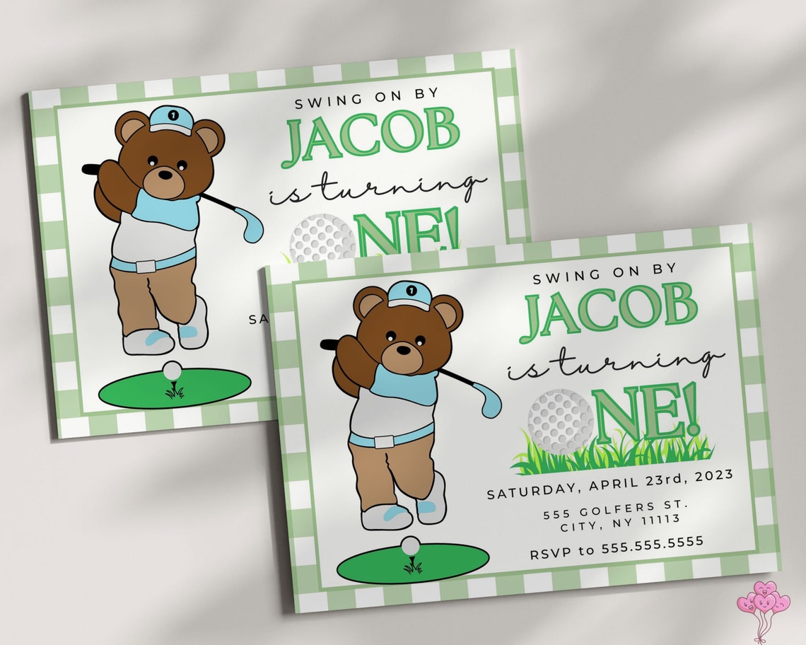 Editable Golf First Birthday Invitation, Printable Mini Golf Party ...