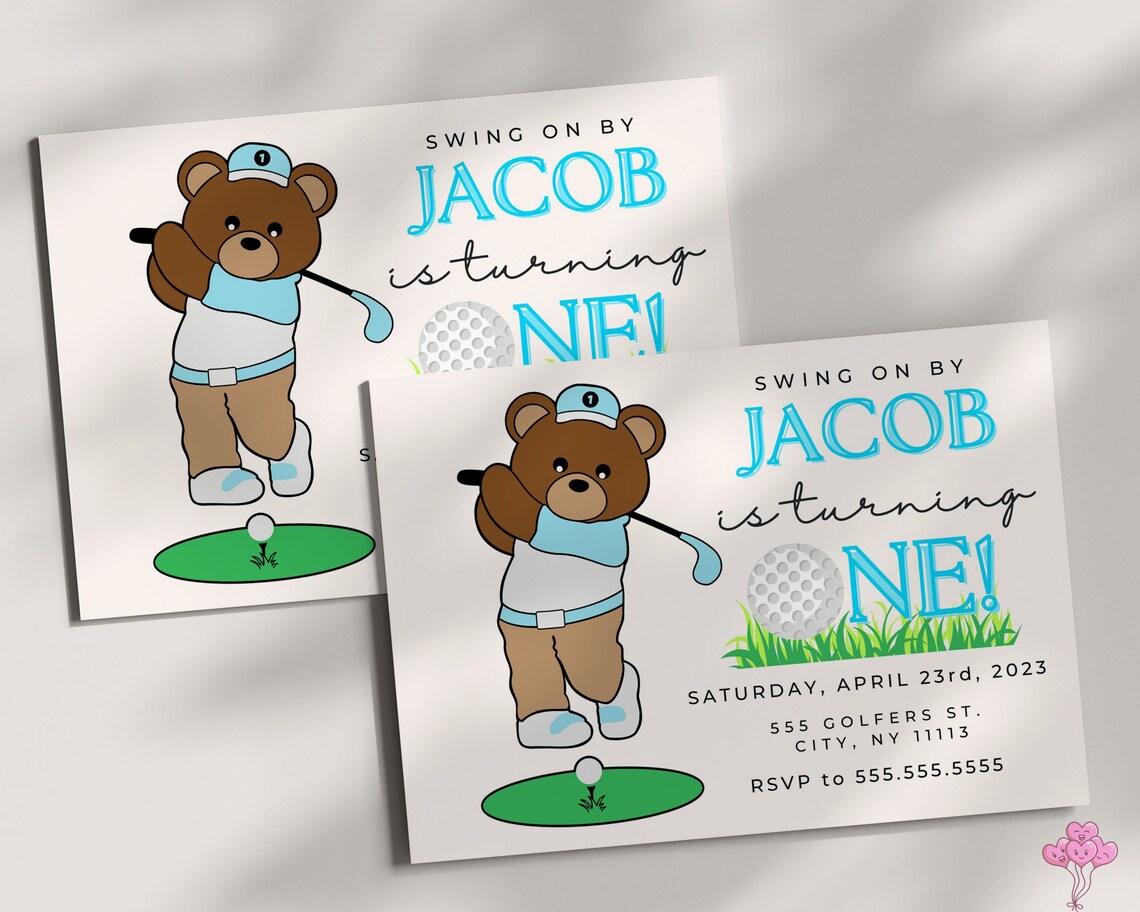 Editable Golf First Birthday Invitation, Printable Mini Golf Party ...