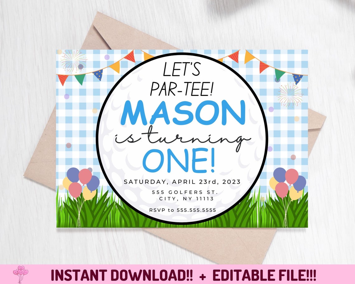 Editable Golf First Birthday Invitation, Printable Mini Golf Party ...