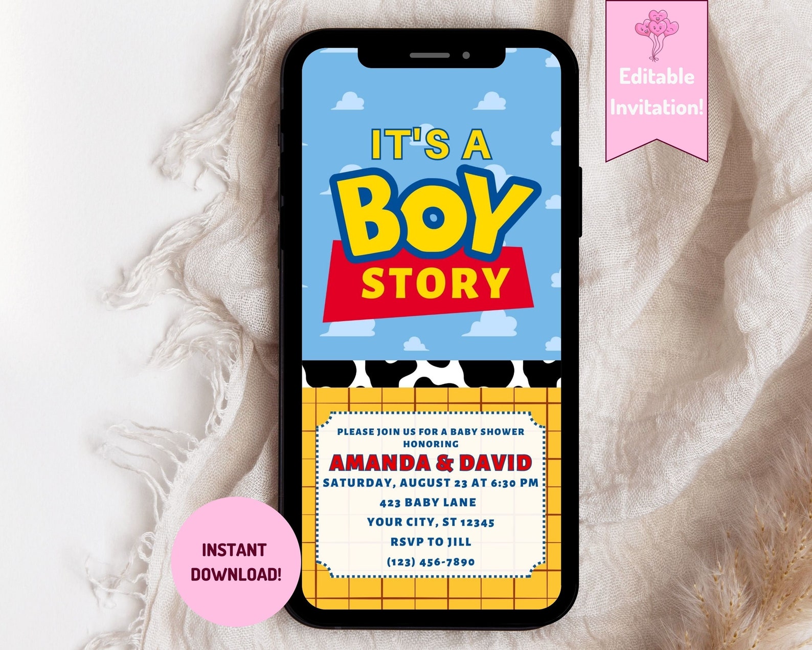 It's a Boy Story Baby Shower Invitation Template (digital Download) - Etsy