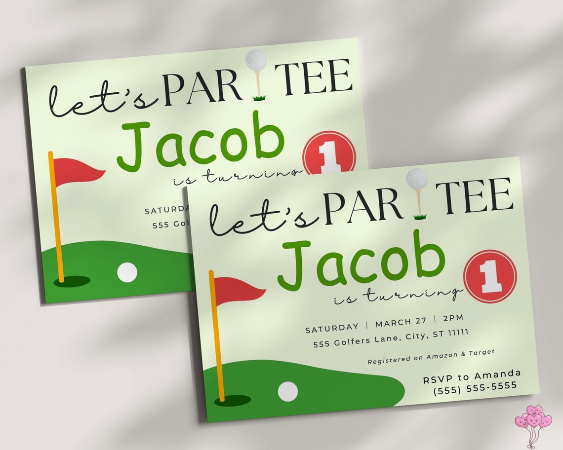Editable Golf First Birthday Invitation, Printable Mini Golf Party ...
