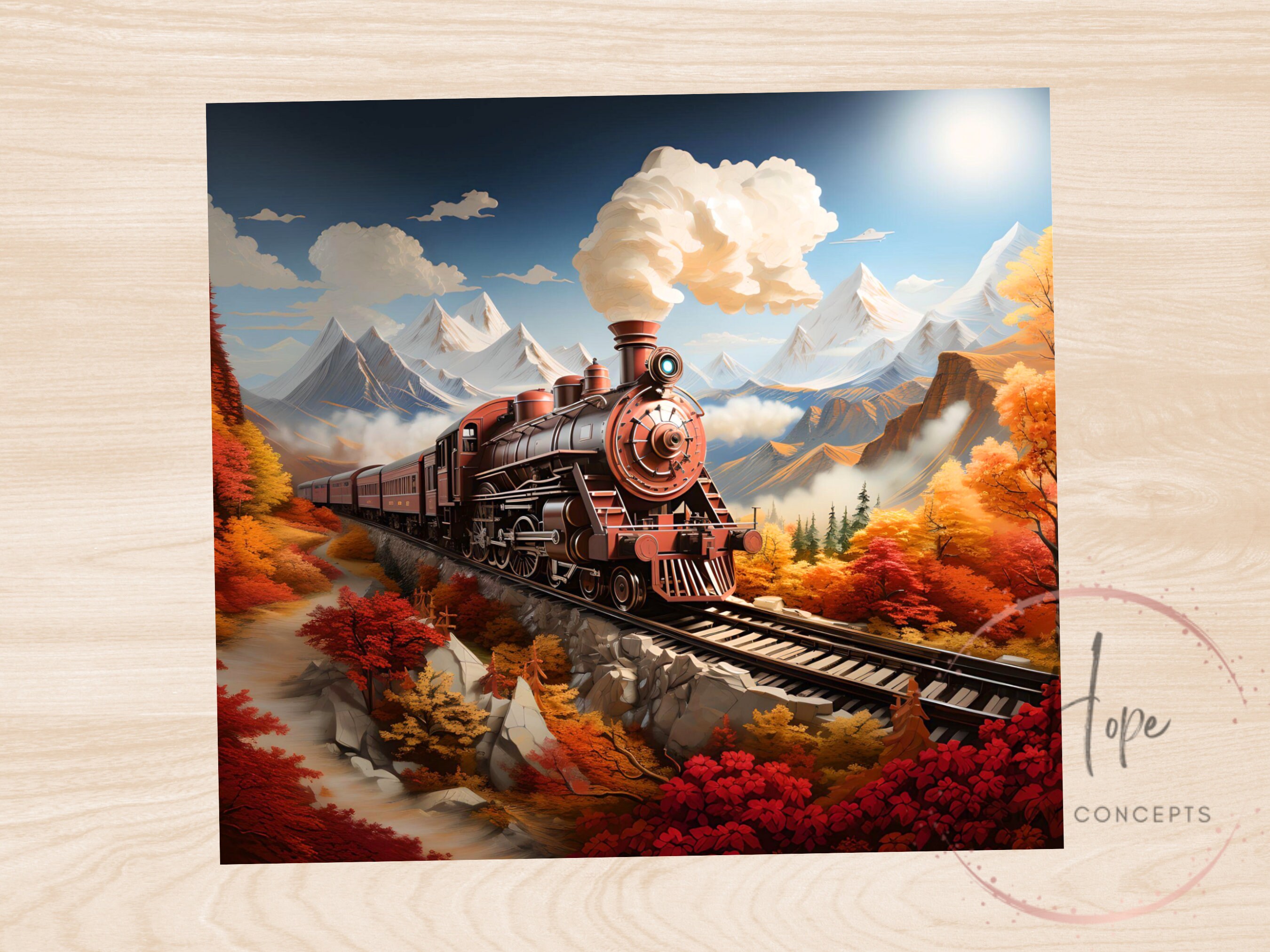3D Steam Locomotive Beautiful Mountain Landscape 20 Oz Skinny - Etsy
