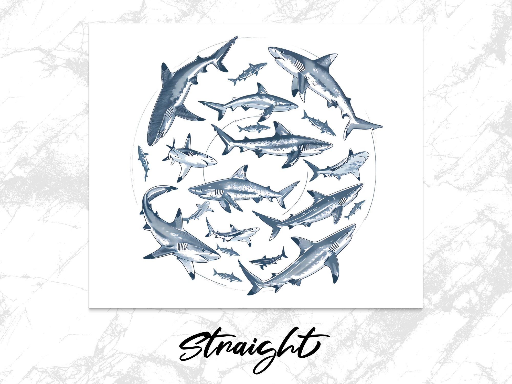 Circle of Sharks 20oz Tumbler Design Wrap, Shark Life Digital Download ...