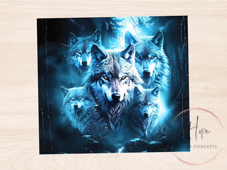 3D Wolfpack With Blue Moonlight Hues 20 Oz Skinny Tumbler Design ...
