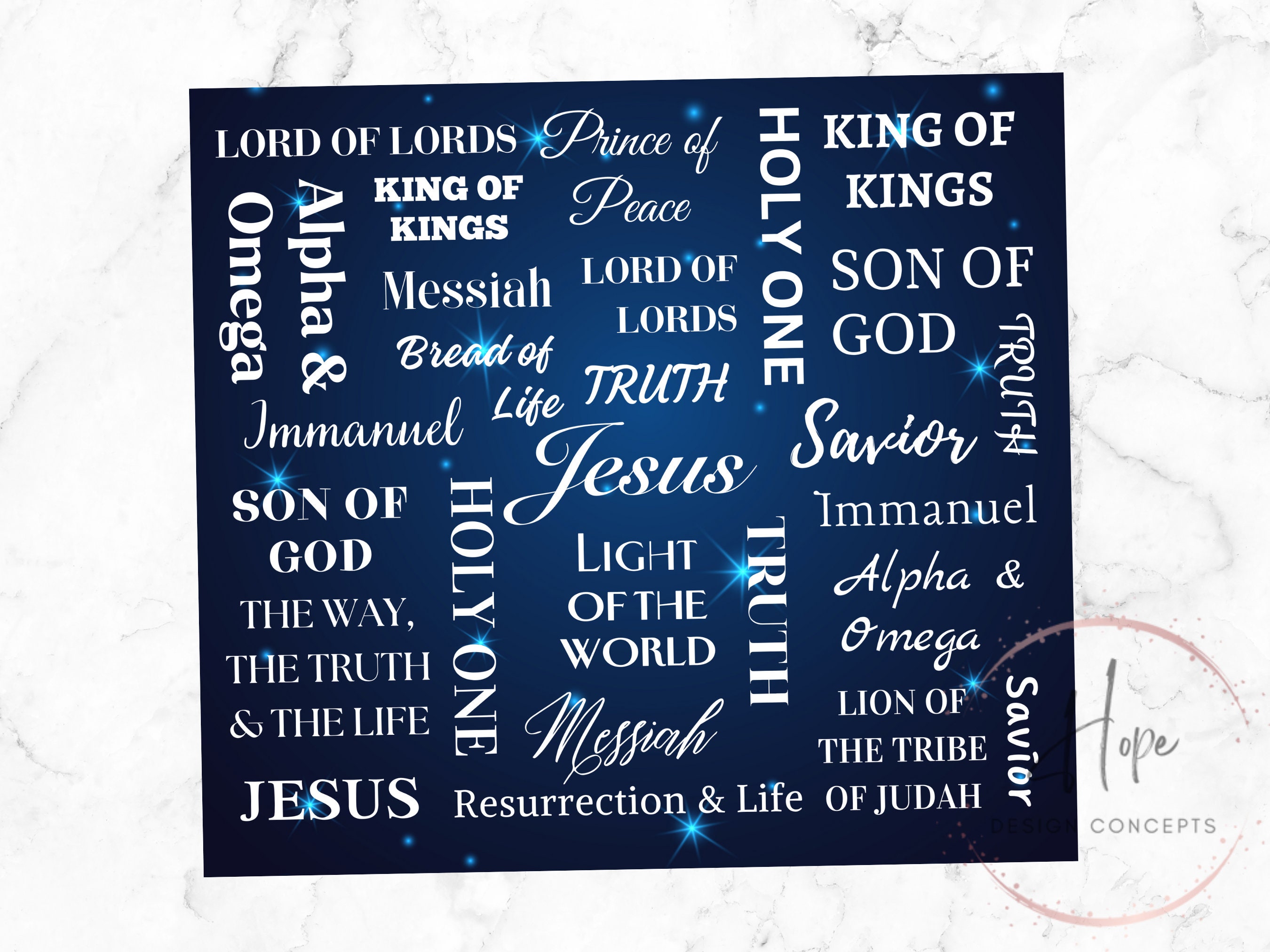Names of Jesus-blue 20 Oz Skinny Tumbler Sublimation Design, PNG ...