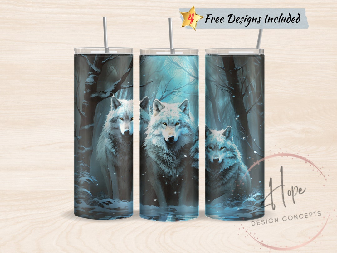 Wolfpack With Hazel Moonlight Hues 20 Oz Skinny Tumbler Design ...