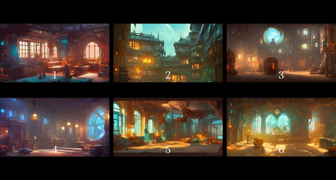 Steampunk Town of Magic AI Art Pack 1 - Etsy