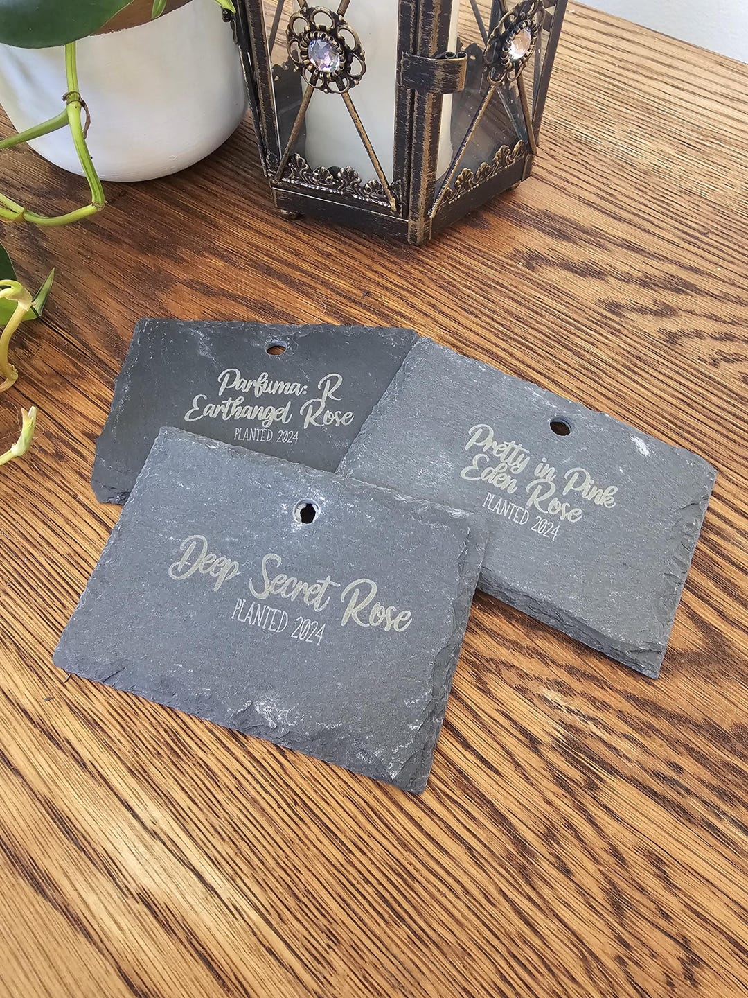Custom Laser Engraved Slate Hanging Garden Marker - Etsy
