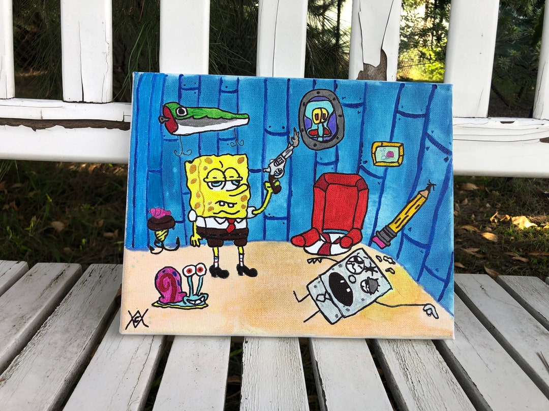 Spongebob Insipred 8x10 Painting Home Invasion Under the Sea - Etsy