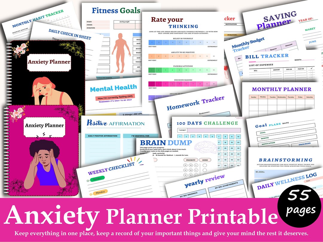 Anxiety Planner Printable , Mental Health, Self-care Planner, Coping ...