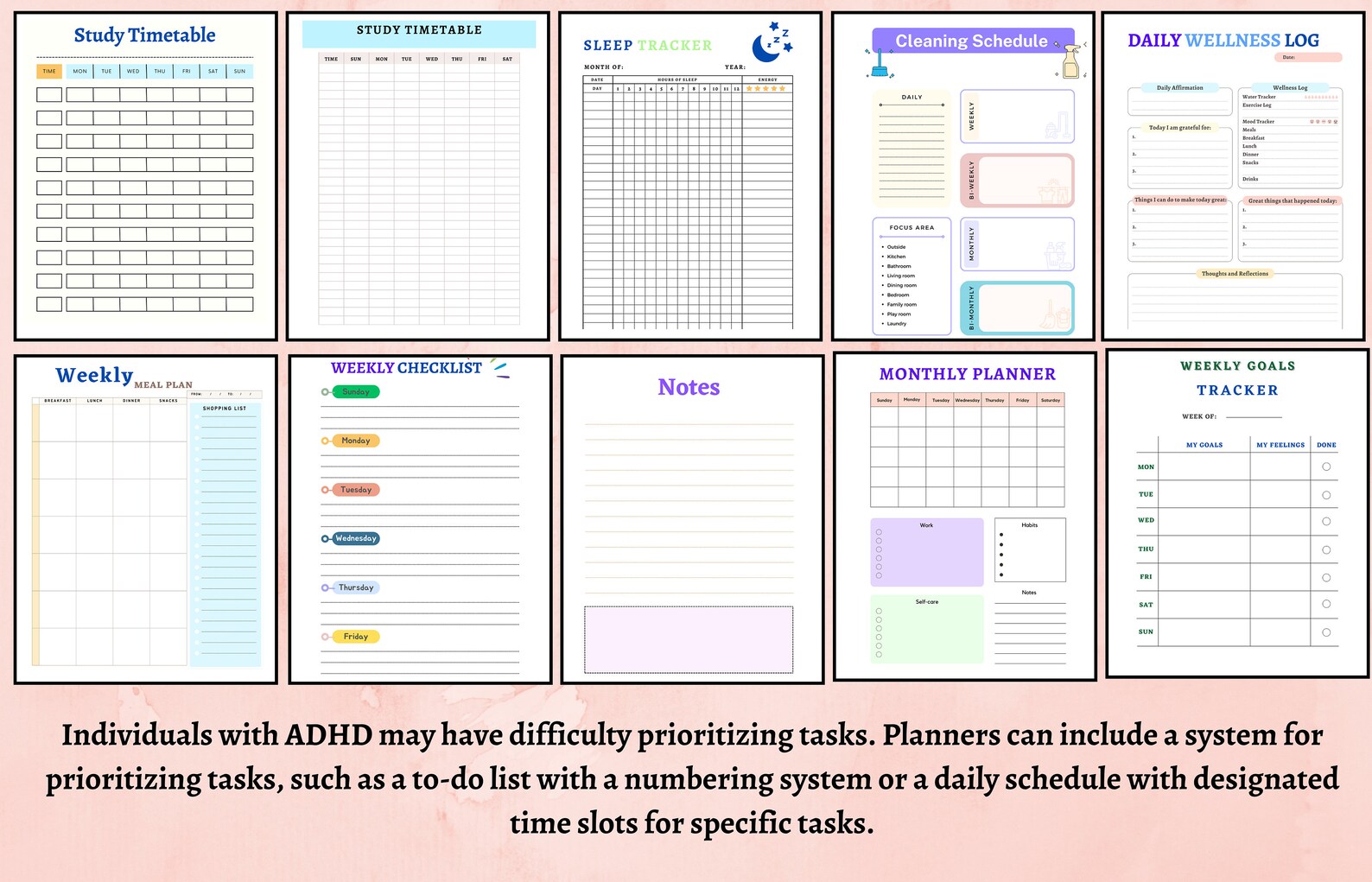 Adhd Planner Printable Productivity Planner Printable , Daily Planner ...